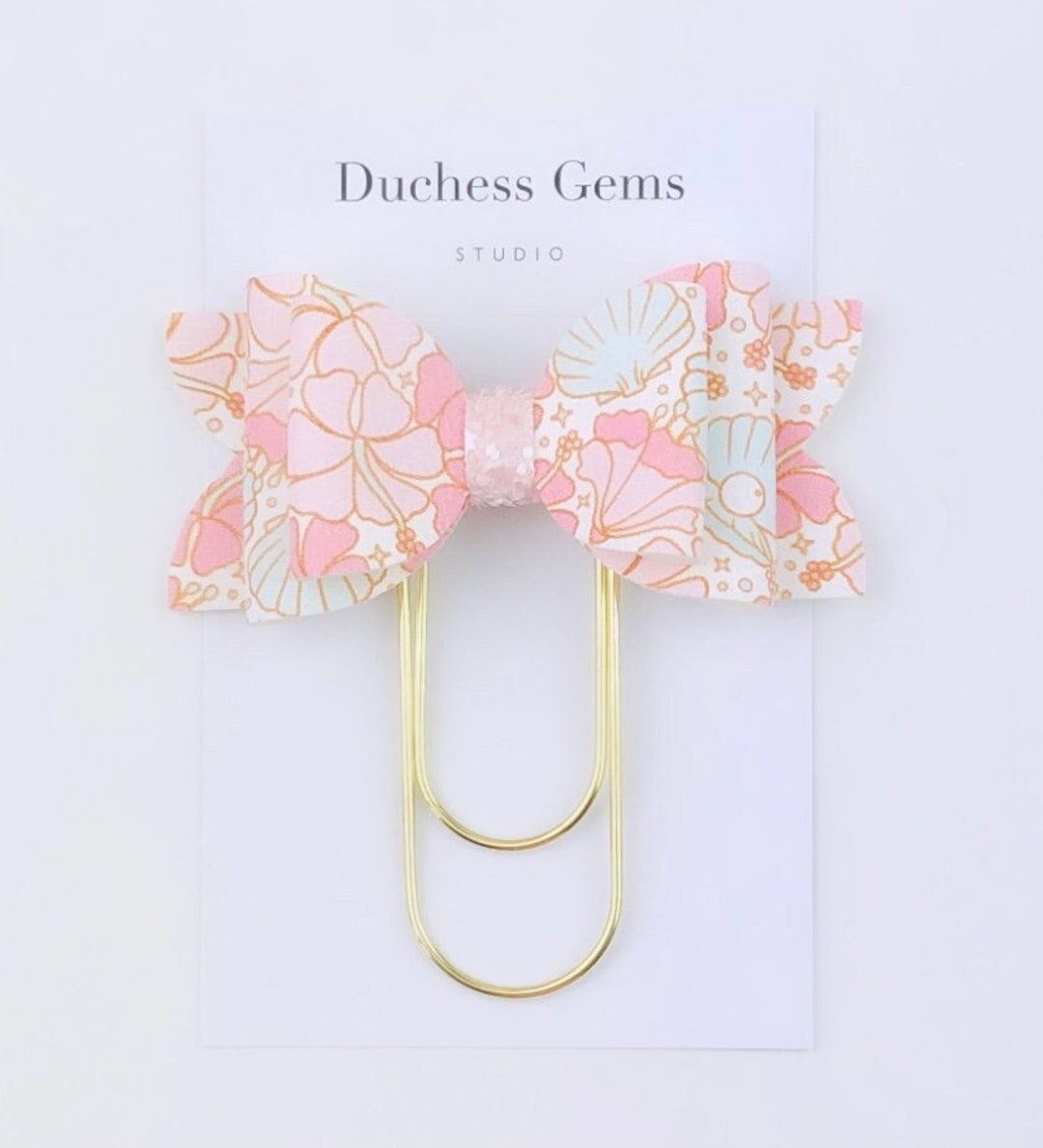 Sea Shell Floral Bow Paper Clip, Oyster Summer Bow Paperclip Bookmark ...
