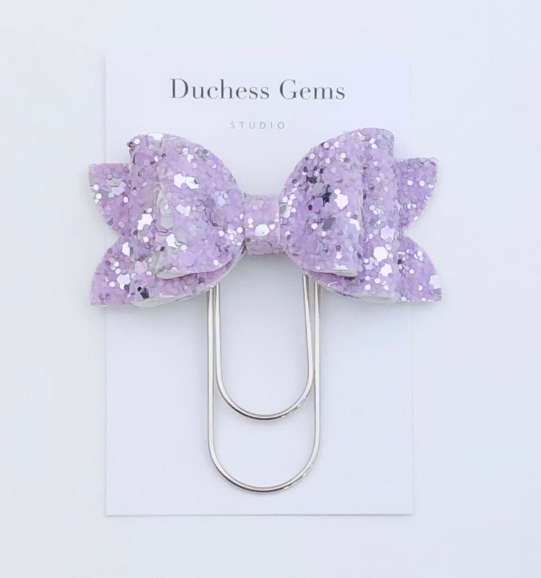 Lilac Silver Glitter Chloe Bow Paper Clip, Purple Sparkly Bow Paperclip ...