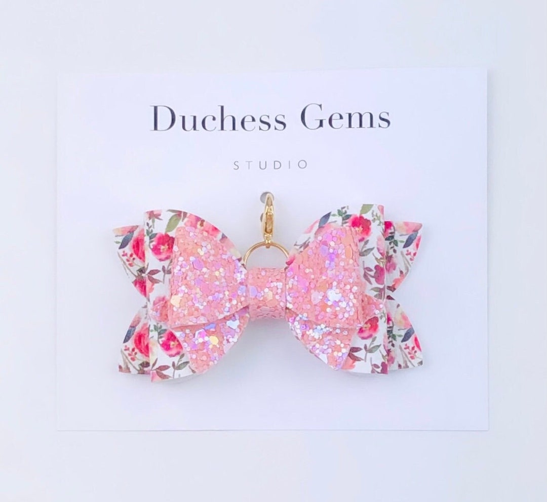 Pink Floral Bow Charm, Pink Glitter Bow, Spring Olivia Bow Journal ...