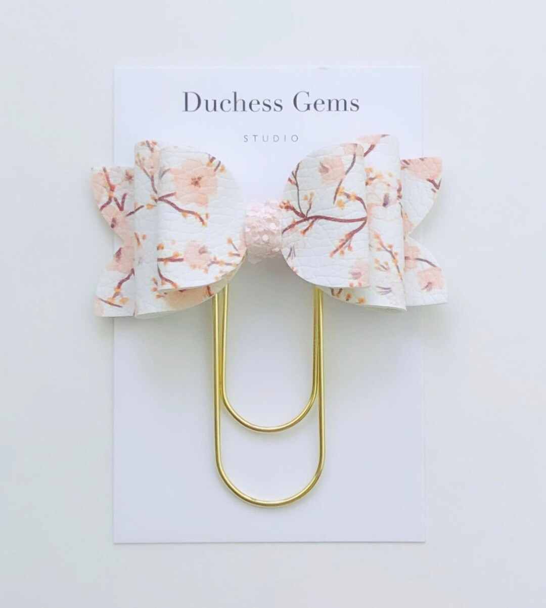 Cherry Blossom Chloe Bow Paper Clip, Sakura Bow Paperclip Bookmark - Etsy