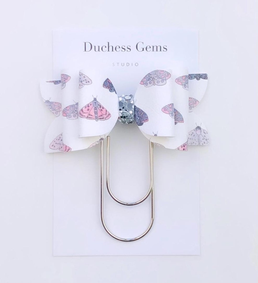 Moth Chloe Bow Paper Clip, Goth Pattern Bow Paperclip Bookmark - Etsy