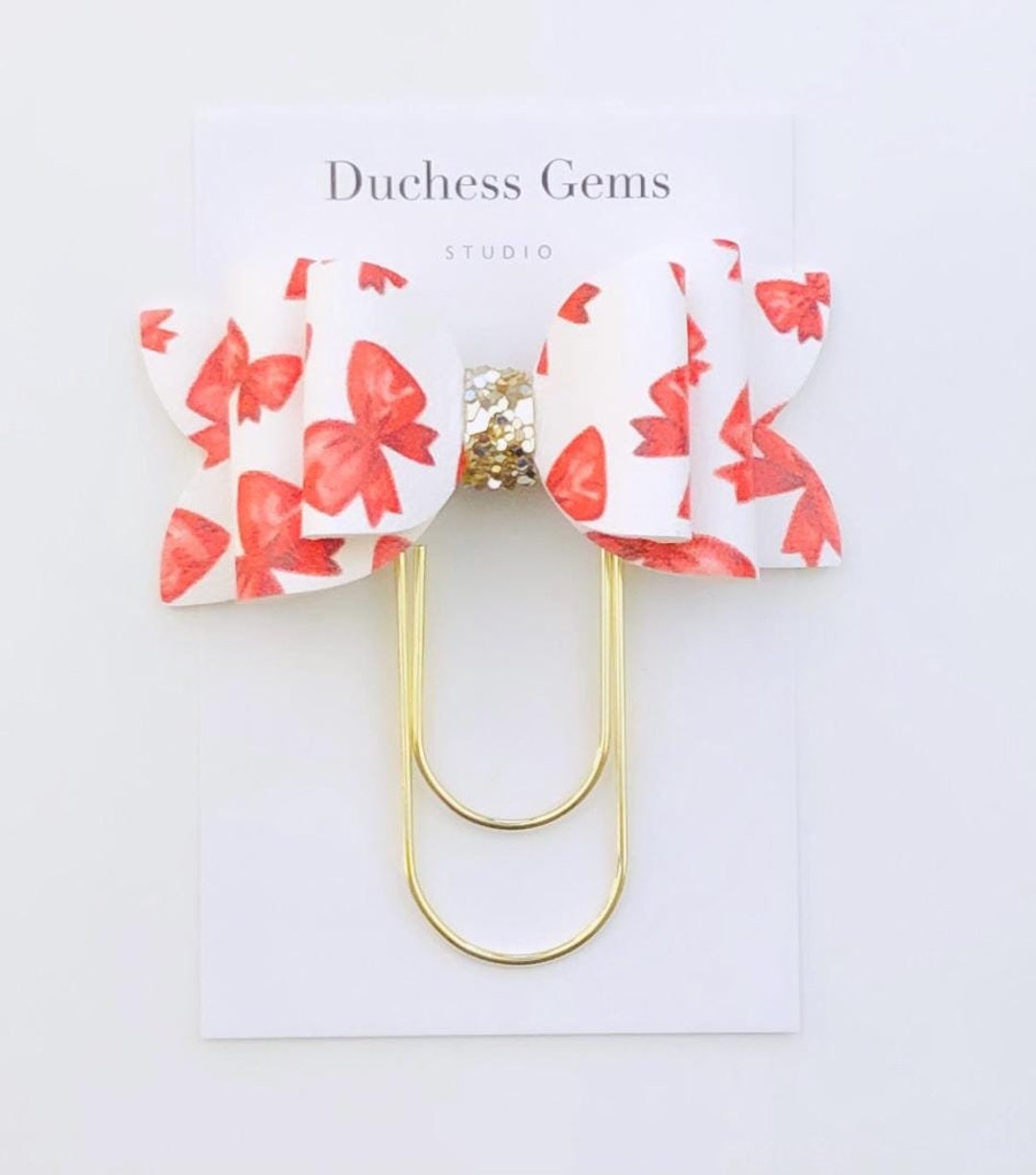 Red Bows Chloe Bow Paper Clip, Girly Bow Pattern Bow Paperclip Bookmark ...