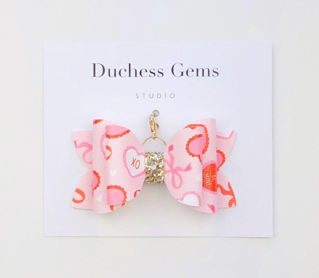 Coquette Heart Chloe Bow Planner Charm, Pink Love Hearts Bow Notebook ...