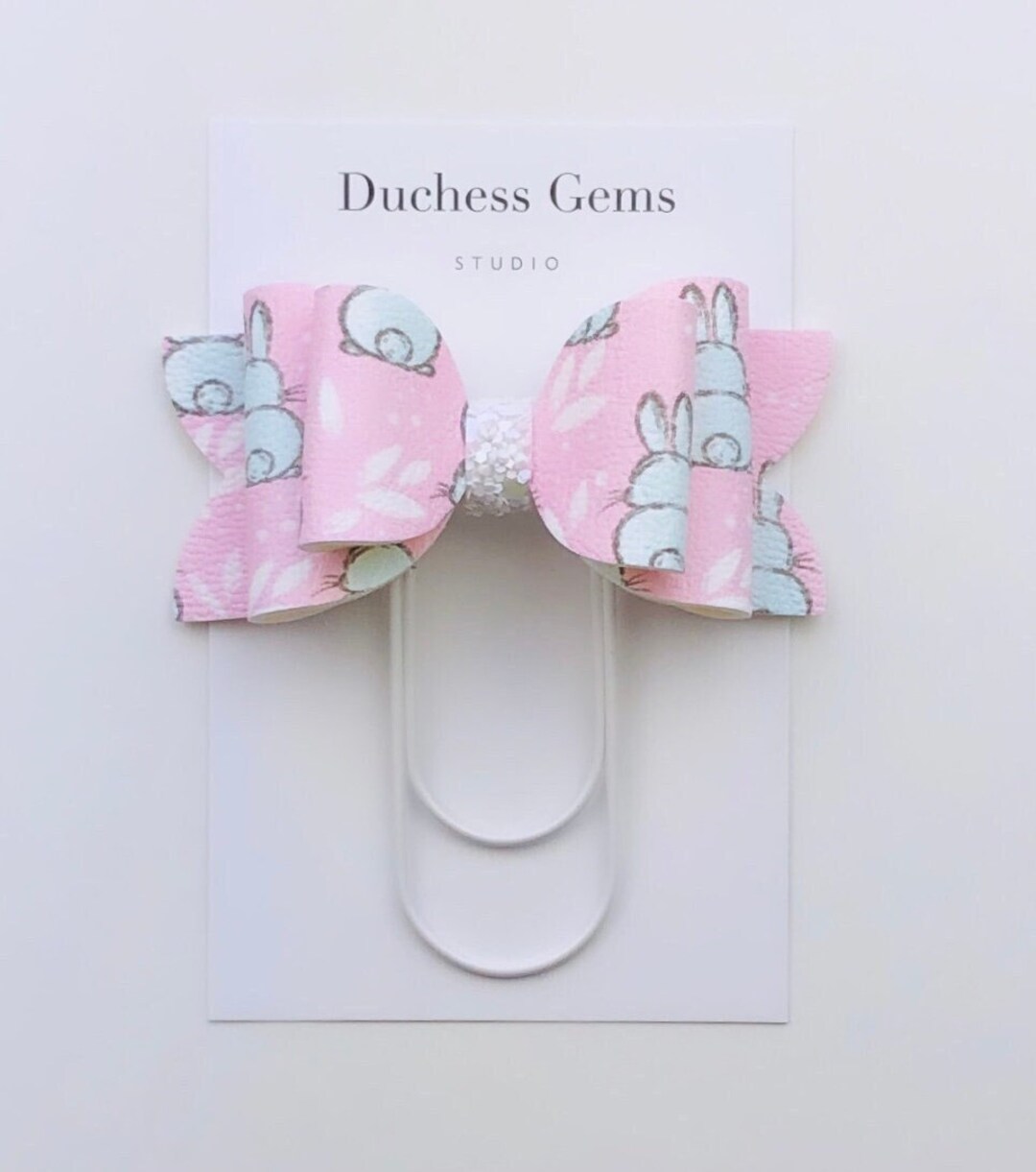 Pink Bunny Bow Paper Clip, Bunnies Planner Bookmark, Spring Pagemarker ...
