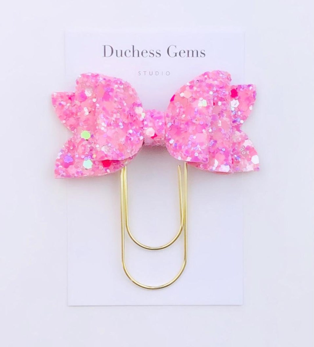 Confetti Pink Glitter Chloe Bow Paper Clip, Bow Paperclip Bookmark - Etsy
