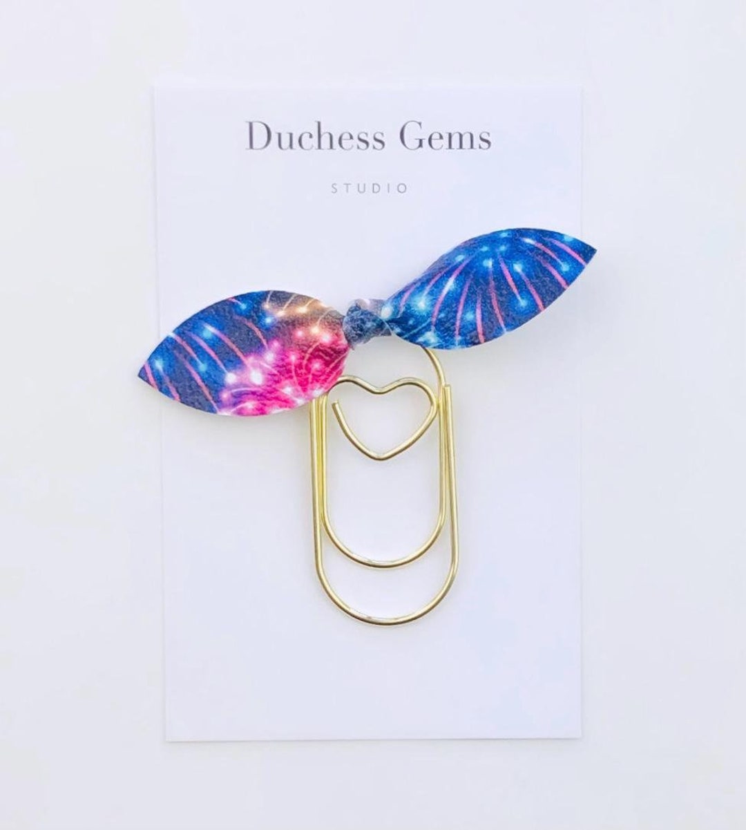 Fireworks Knot Fabric Paper Clip, New Year Bow Paperclip Bookmark ...