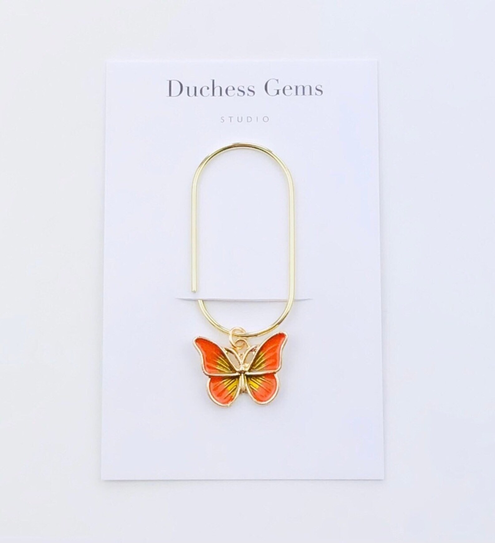 Orange and Gold Butterfly Mini Wide Charm Paper Clip - Etsy