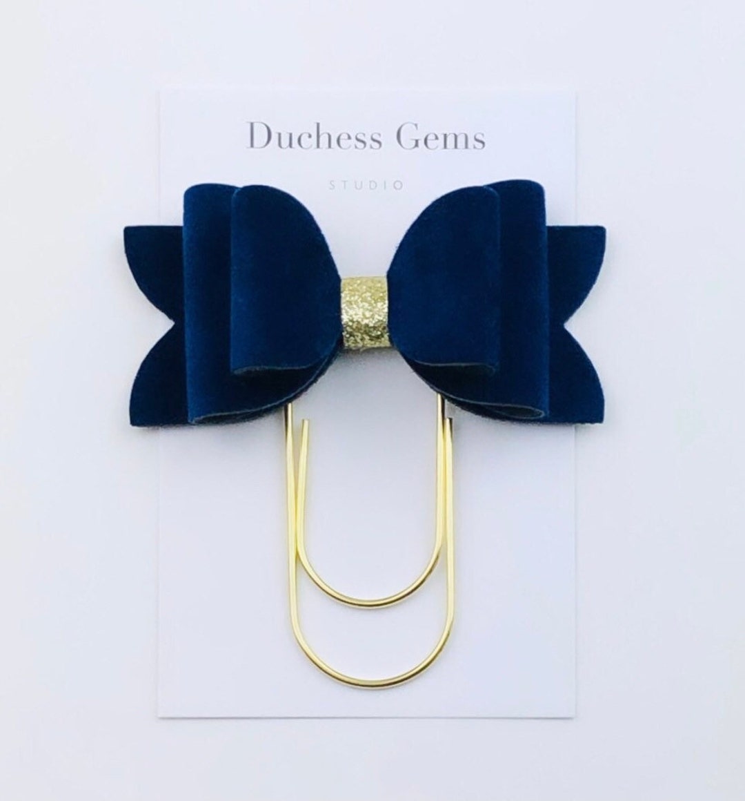 Gorgeous Dark Blue Velvet Bow Chloe Paperclip, Velvet Bow Clip - Etsy