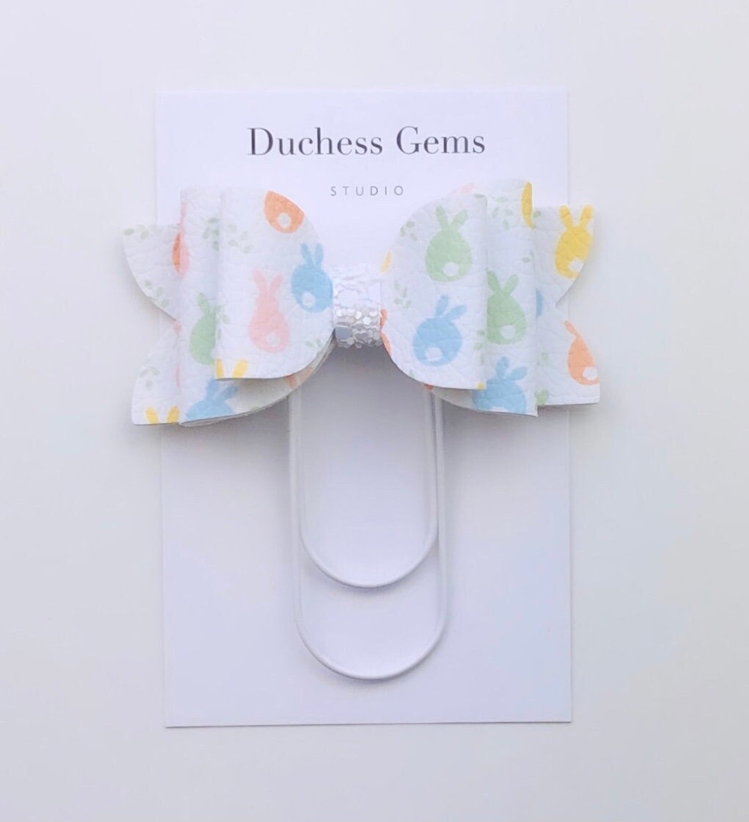 Pastel Bunny Bow Paper Clip, Bunnies Planner Bookmark, Spring ...