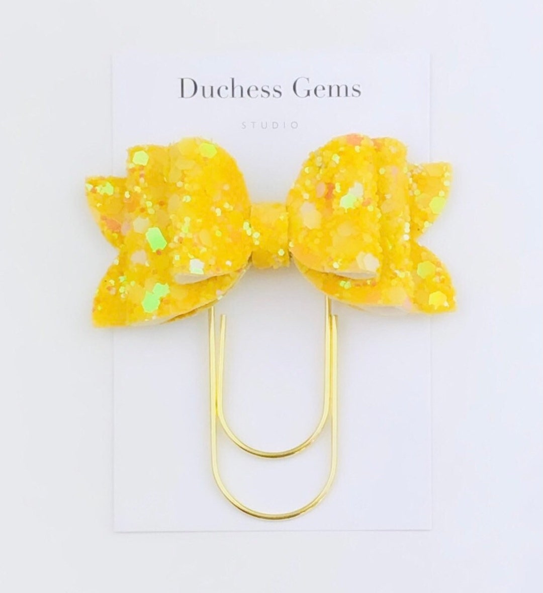 Yellow Glitter Chloe Bow Paper Clip Bookmark, Glitter Bow Paperclip - Etsy