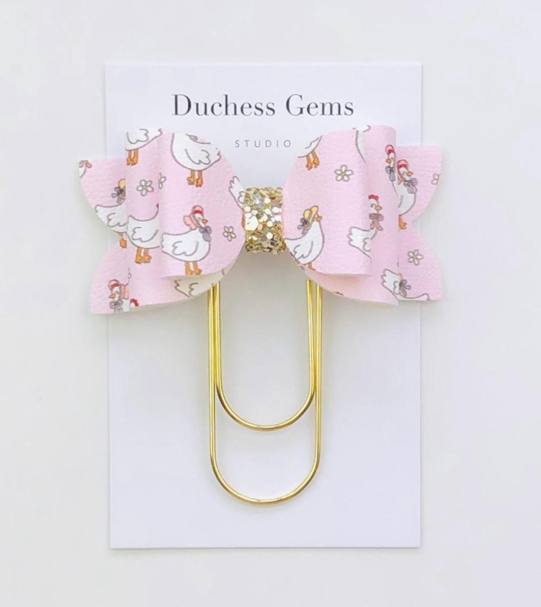 Chicken Bow Paper Clip, Hen Planner Bow Paperclip Bookmark, Pink Farm ...