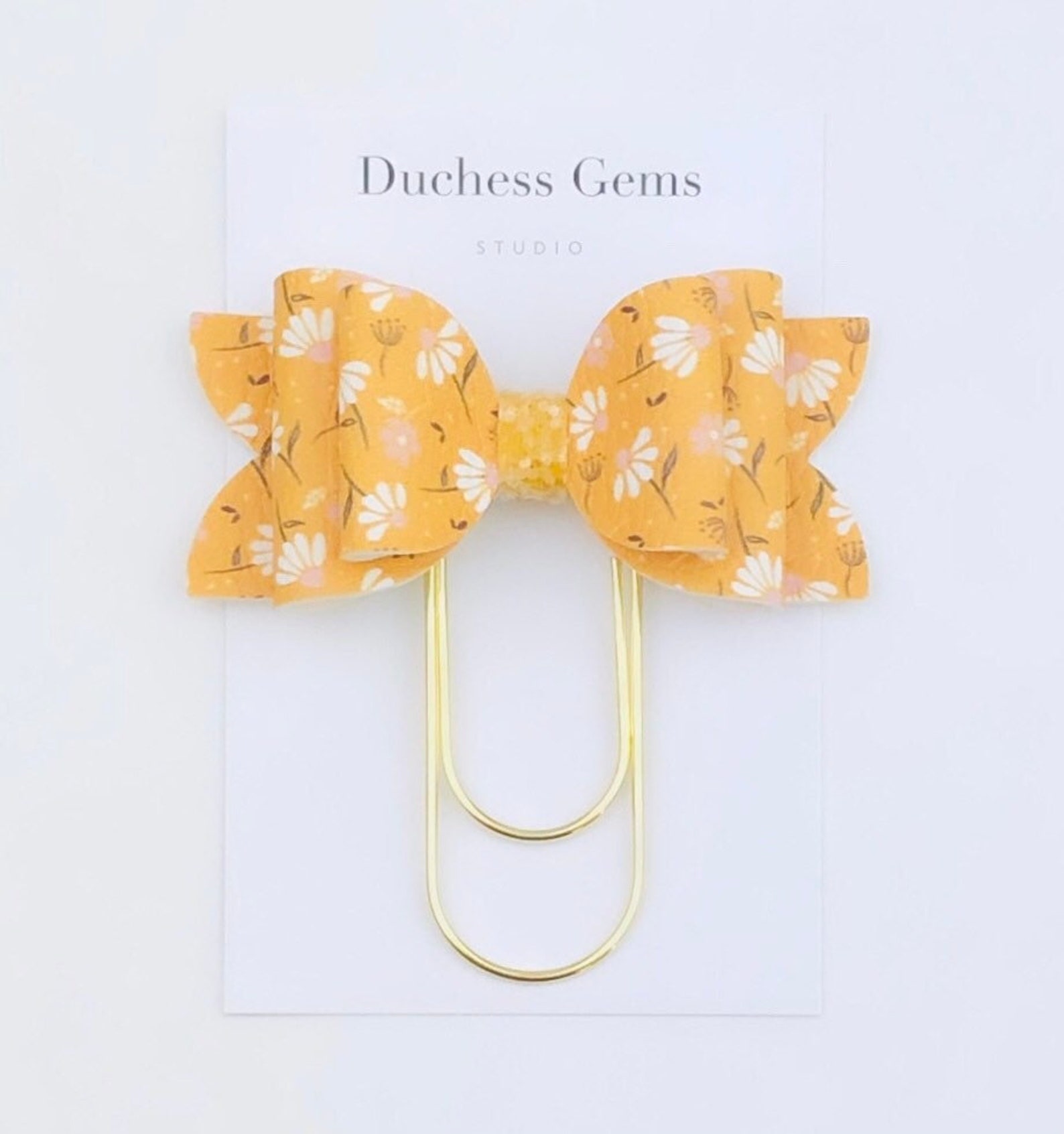 Daisy Floral Chloe Bow Paper Clip, Yellow Daisy Bow Paperclip, Bookmark ...