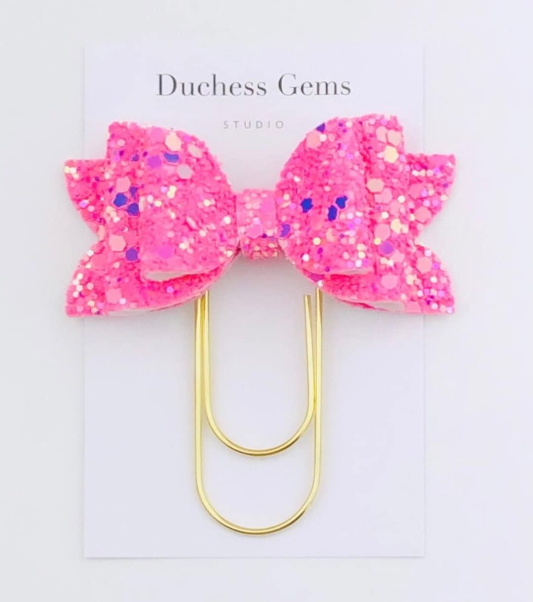 Pink Iridescent Chunky Glitter Chloe Bow Paper Clip, Pink Glitter Bow ...