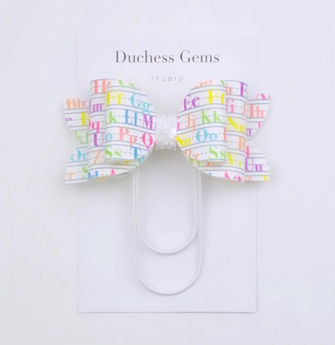 Alphabet Bow Paper Clip, Writing Letters Planner Bow Paperclip Bookmark ...