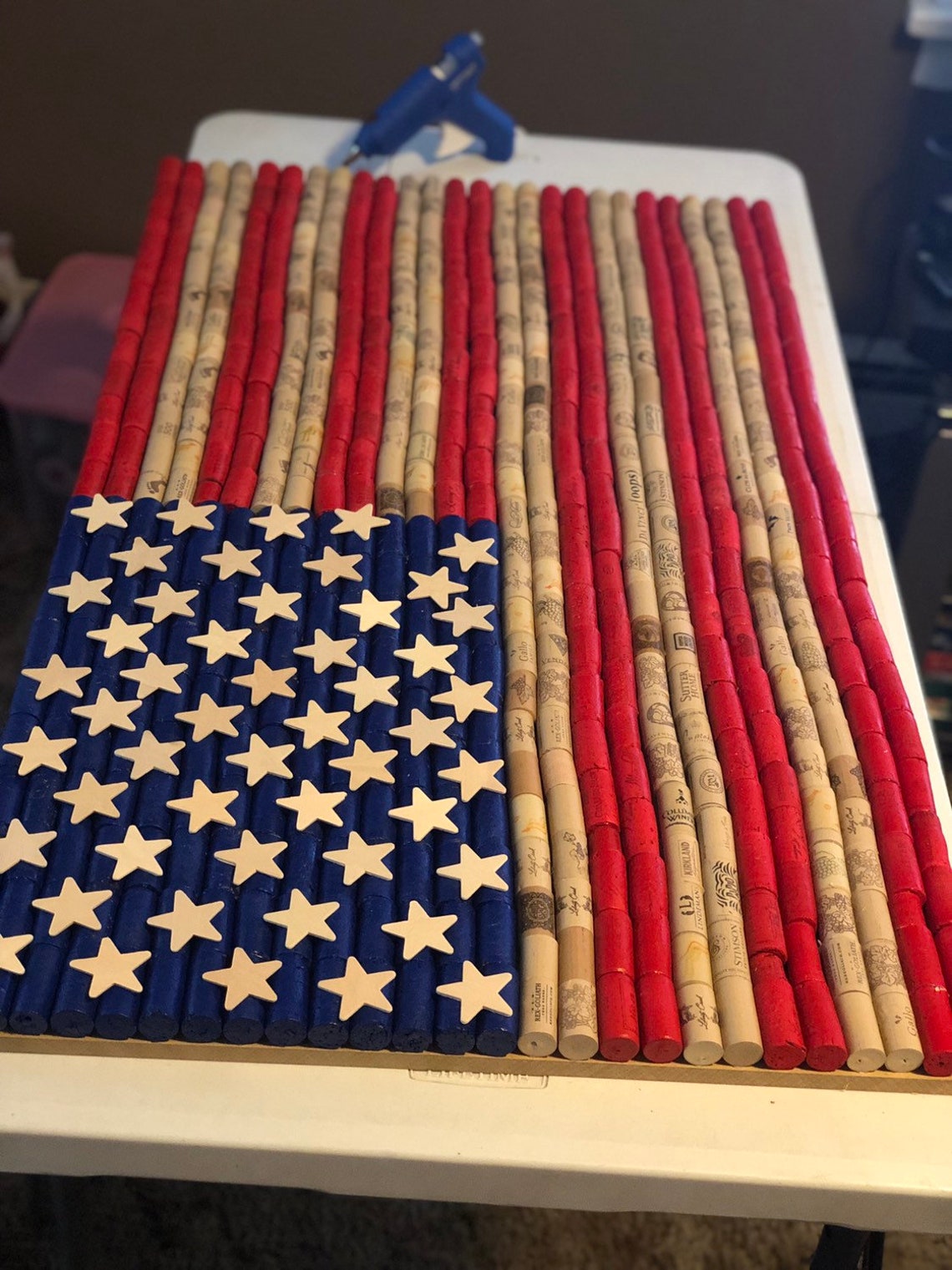 Wine Cork American Flag Wall Decor - Americana Art - Etsy