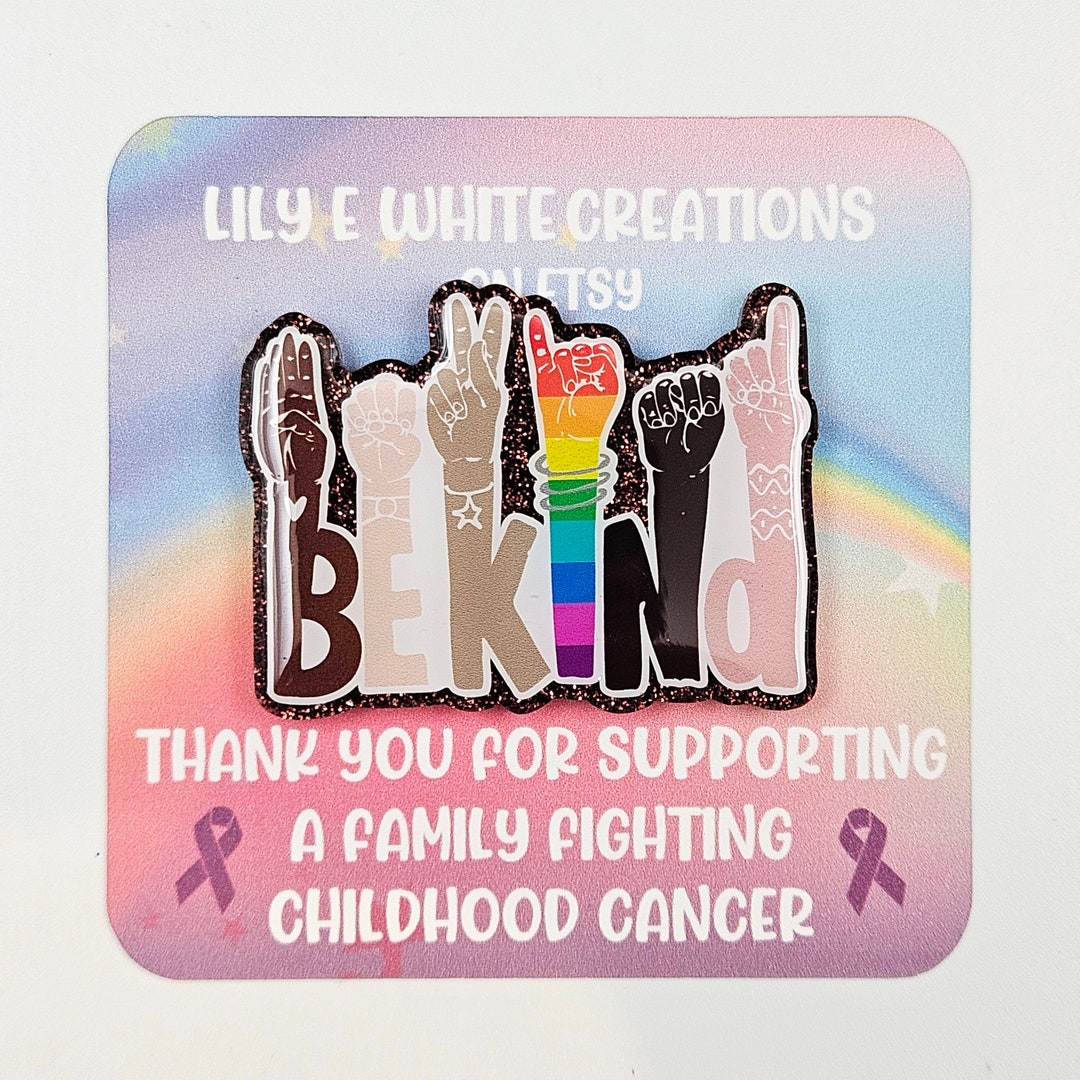 Inclusive 'be Kind' Sign Language Badge Reel With Rainbow Arm Many Skin ...