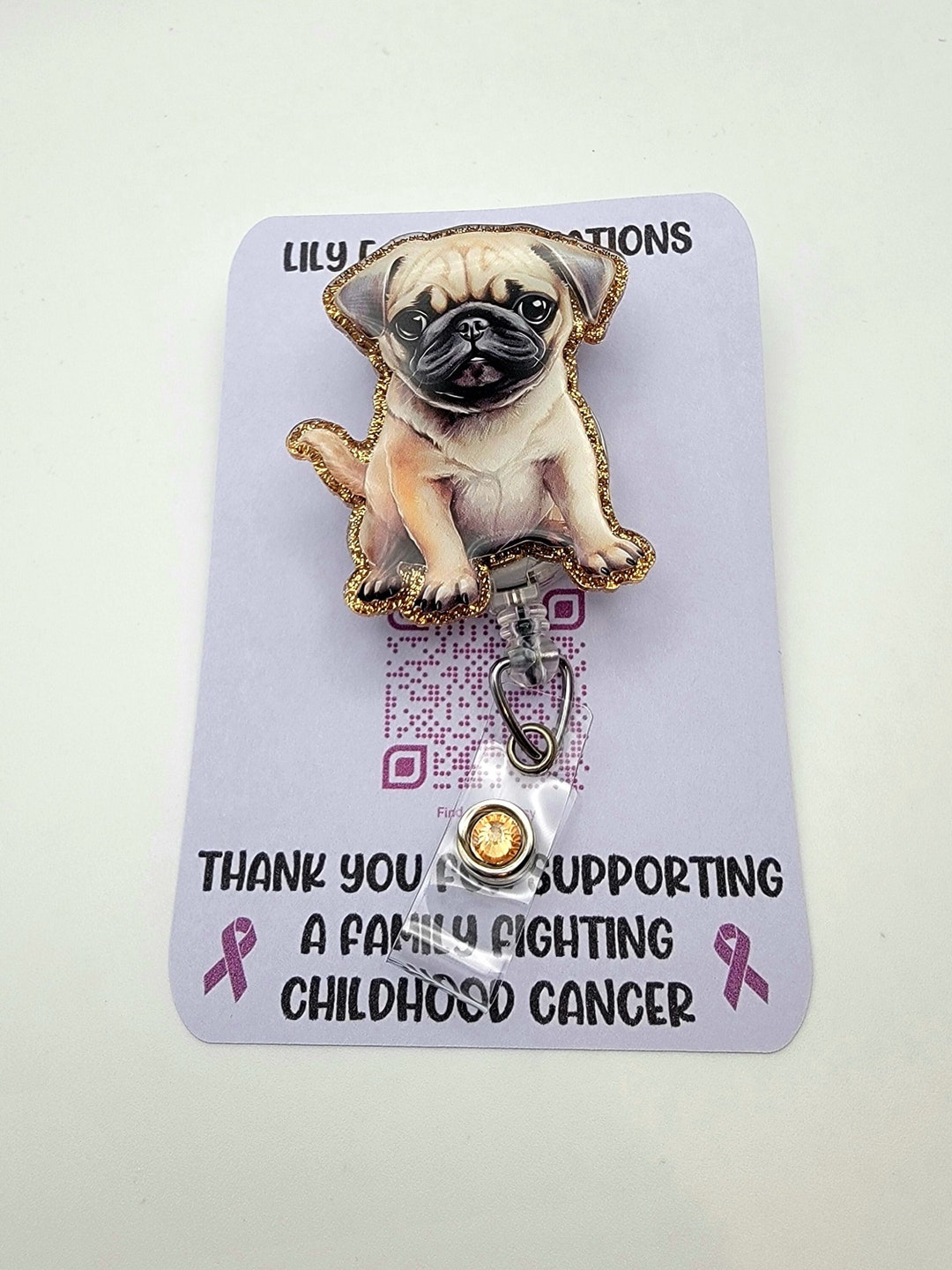 Adorable Pug Dog Badge Reel Cute Pug Enamel Badge Holder Retractable ID ...