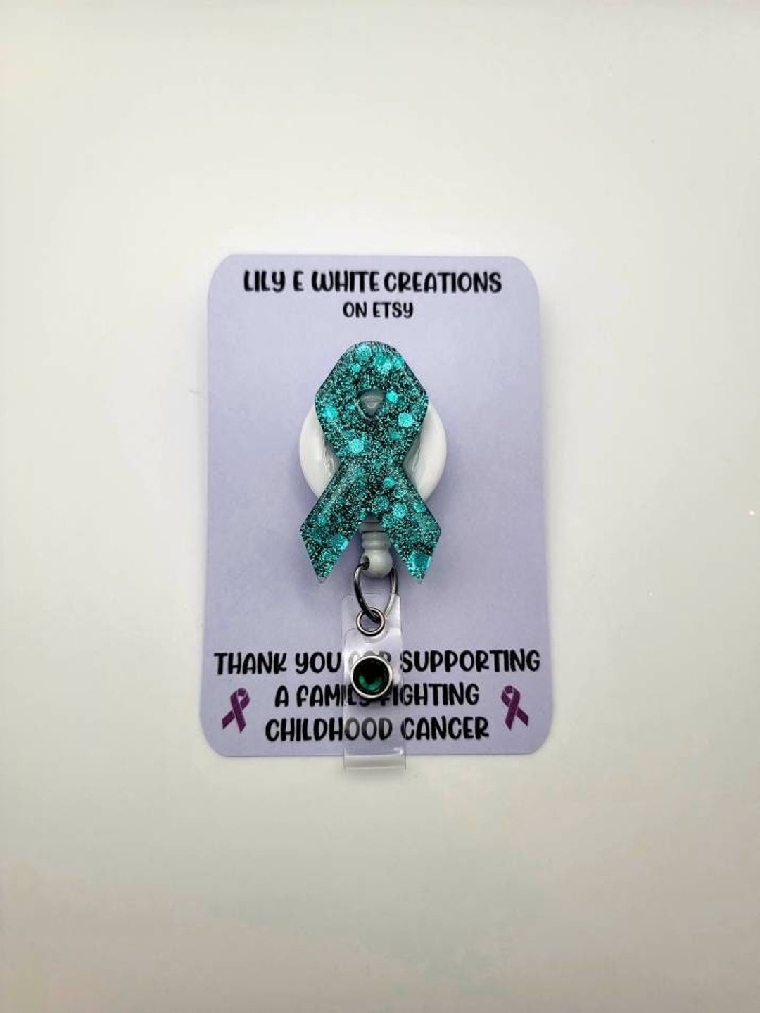 Teal Awareness Ribbon Retractable Badge Reel Ovarian Cancer, Allergies ...