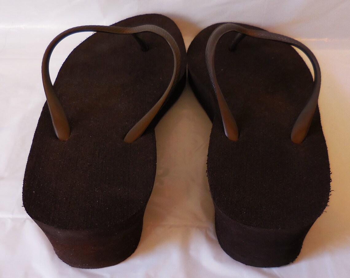 Dark Brown Flip Flops Thong Sandal Wedge Flip Flops Size Etsy