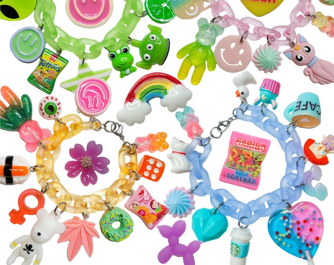 Funky Charm Bracelet Charm Bracelet/anklet Link Chain Bracelet Festival ...