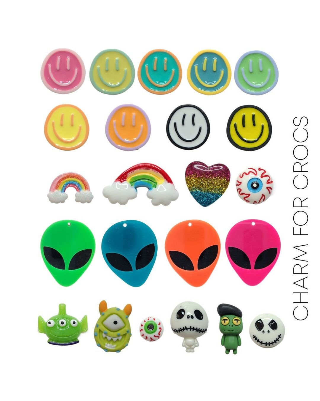 Shoe Clog Charms | Charm for Crocs | Smiley Face, Alien, Rainbow ...