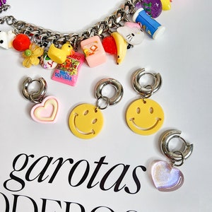 Mix & Match Mystic Smiley Hoop Earrings, Fun Charm Earrings, Silver ...