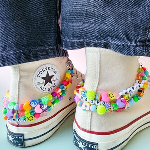Original Custom Name Shoe Charm | Beaded Shoe Chain | Rainbow Beaded ...