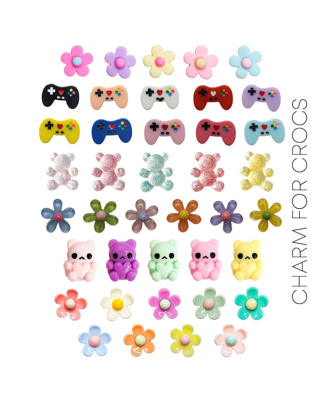 Shoe/clog Charms Set Charms for Crocs Flowers, Game Controller, Bear ...