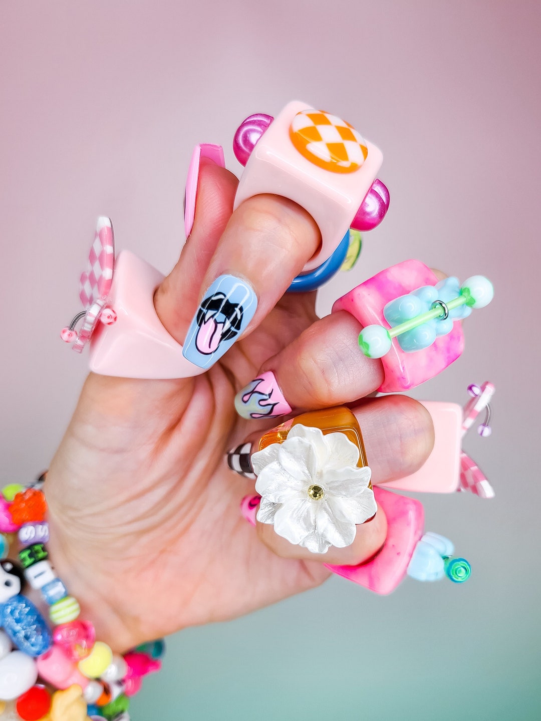 Colorful Chunky Ring Handmade Funky Crafty Ring Colorful Trendy Fashion ...