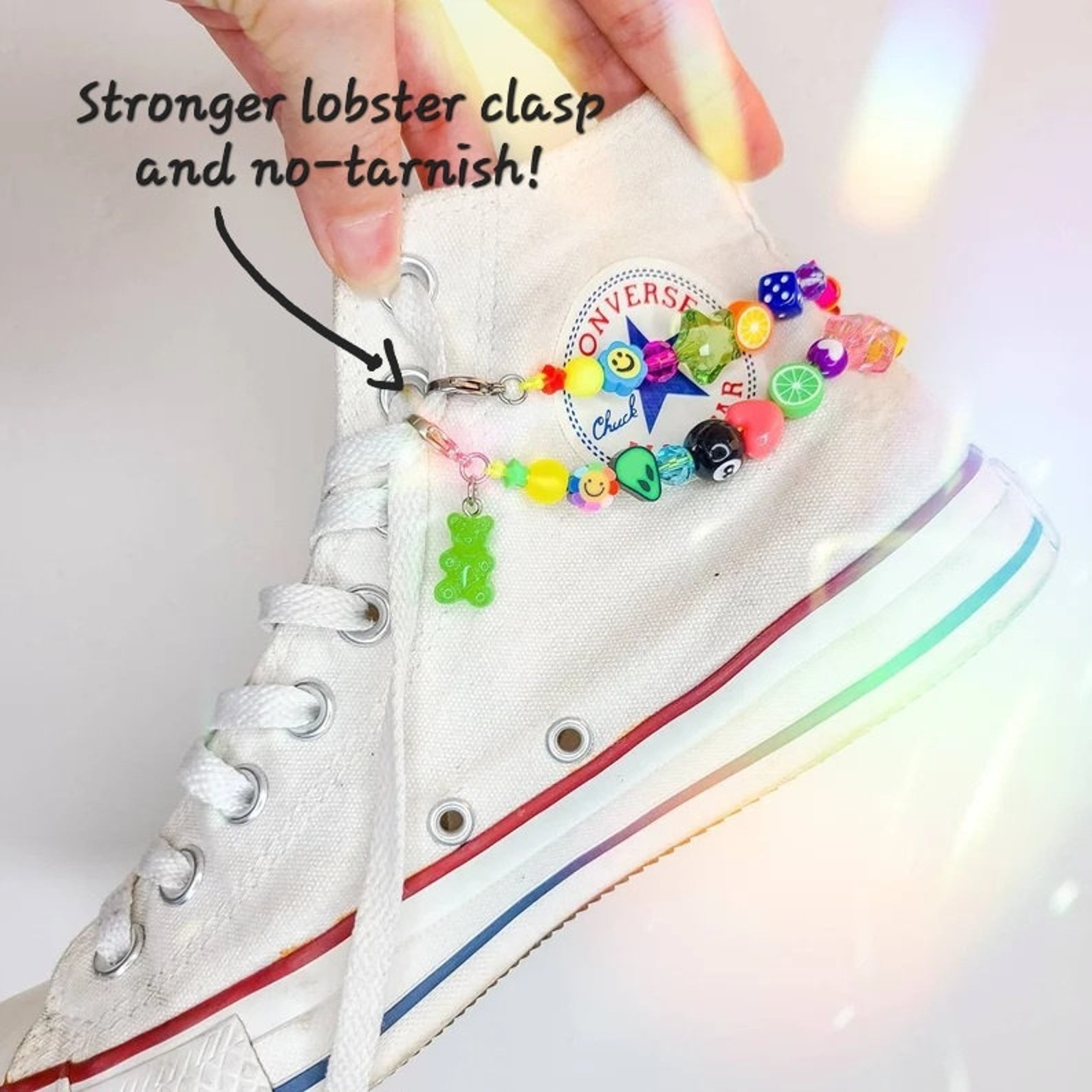 Original Custom Name Shoe Charm Beaded Shoe Chain Rainbow - Etsy
