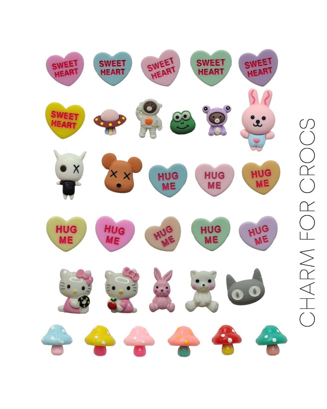 Shoe/clog Charms Set | Charms for Crocs | Mushroom, Hearts, Rabbit ...