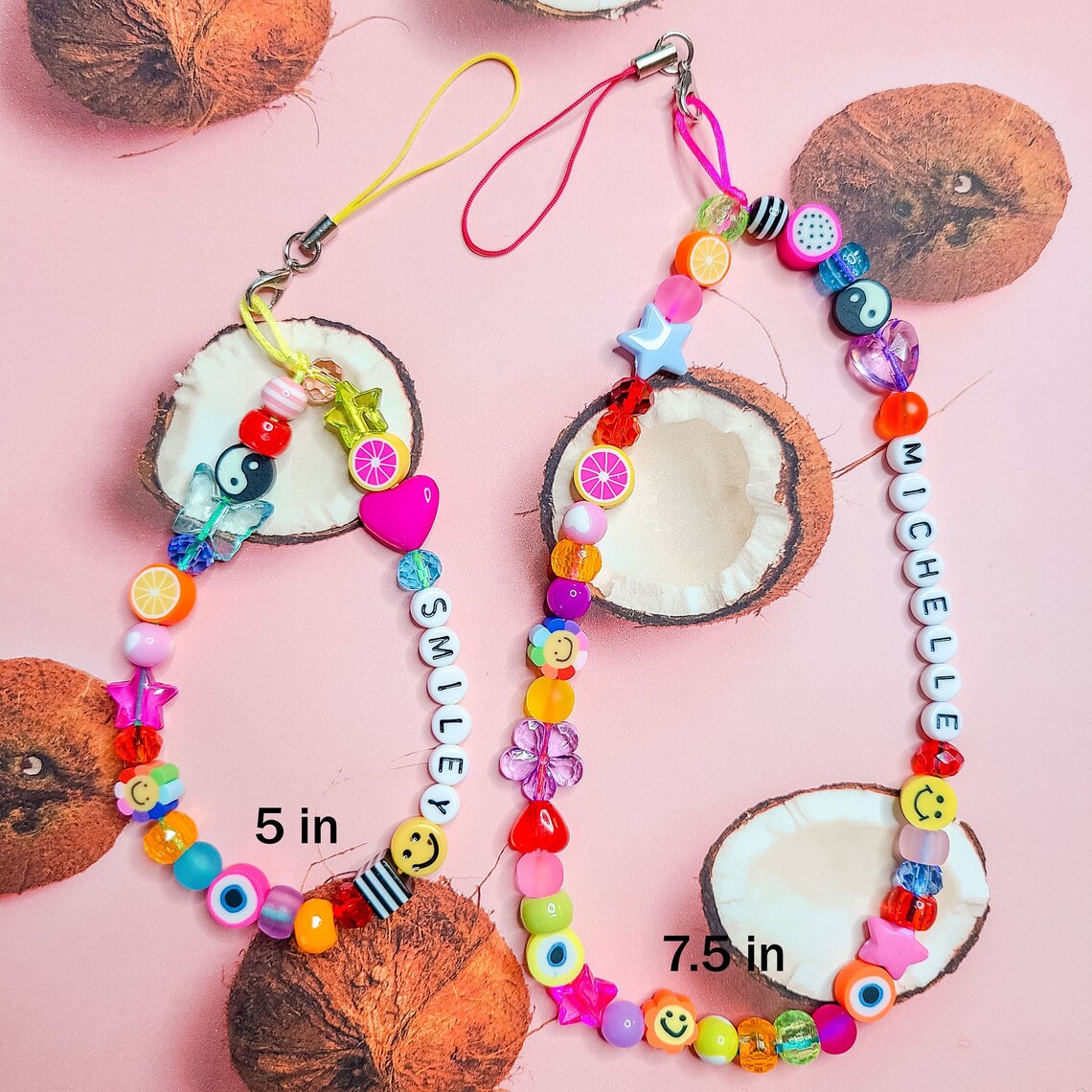 Custom Name Beaded Phone Charm Trendy Beaded Phone Charm | Etsy