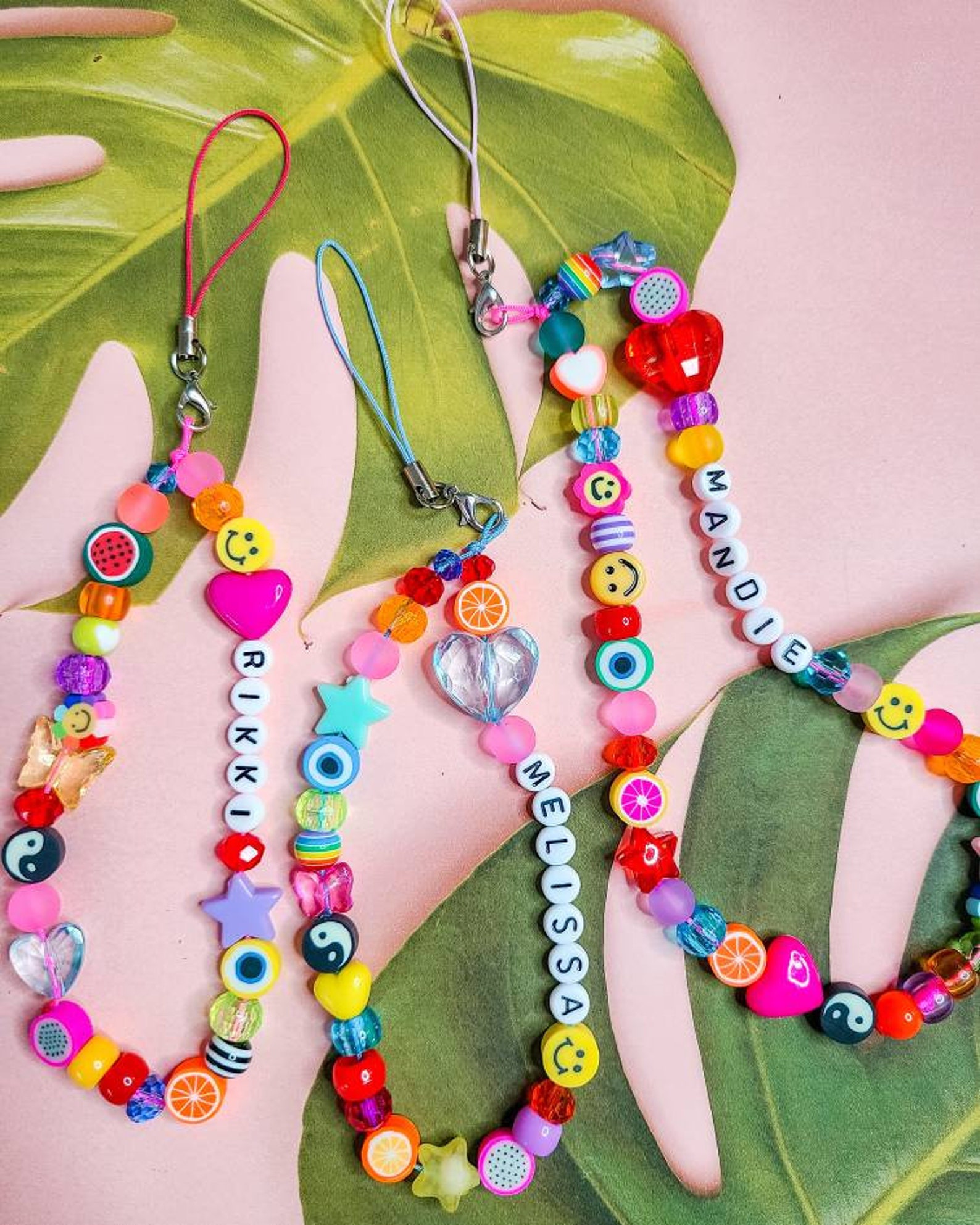 Custom Name Beaded Phone Charm Trendy Beaded Phone Charm | Etsy