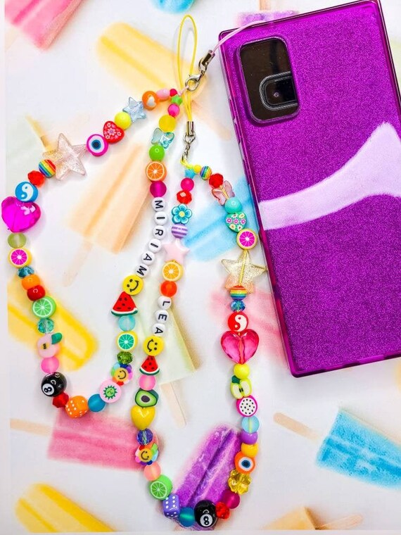 Custom Name Beaded Phone Charm Trendy Beaded Phone Charm | Etsy