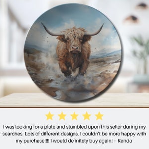Highland Cow Plate - Cow Dinnerware, Highland Cow Watercolor Table ...
