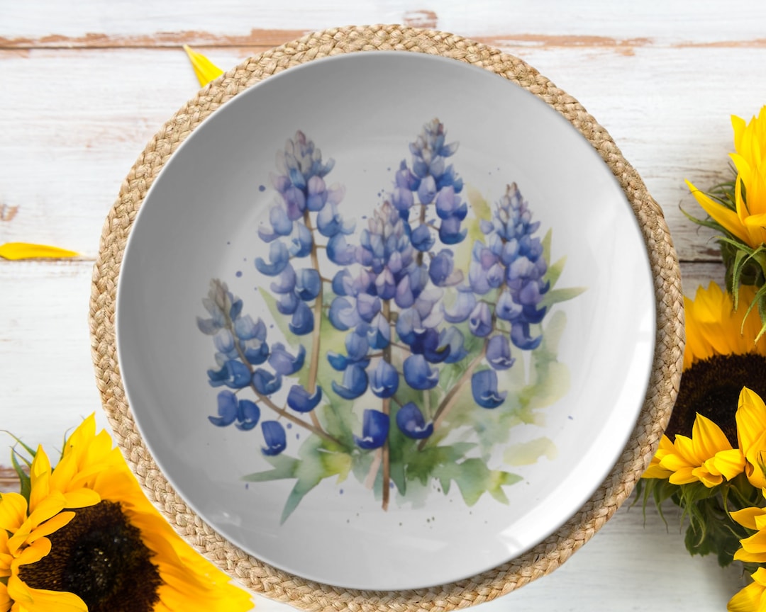 Bluebonnet Plate - Bluebonnet Dinnerware, Bluebonnet Kitchen Decor ...