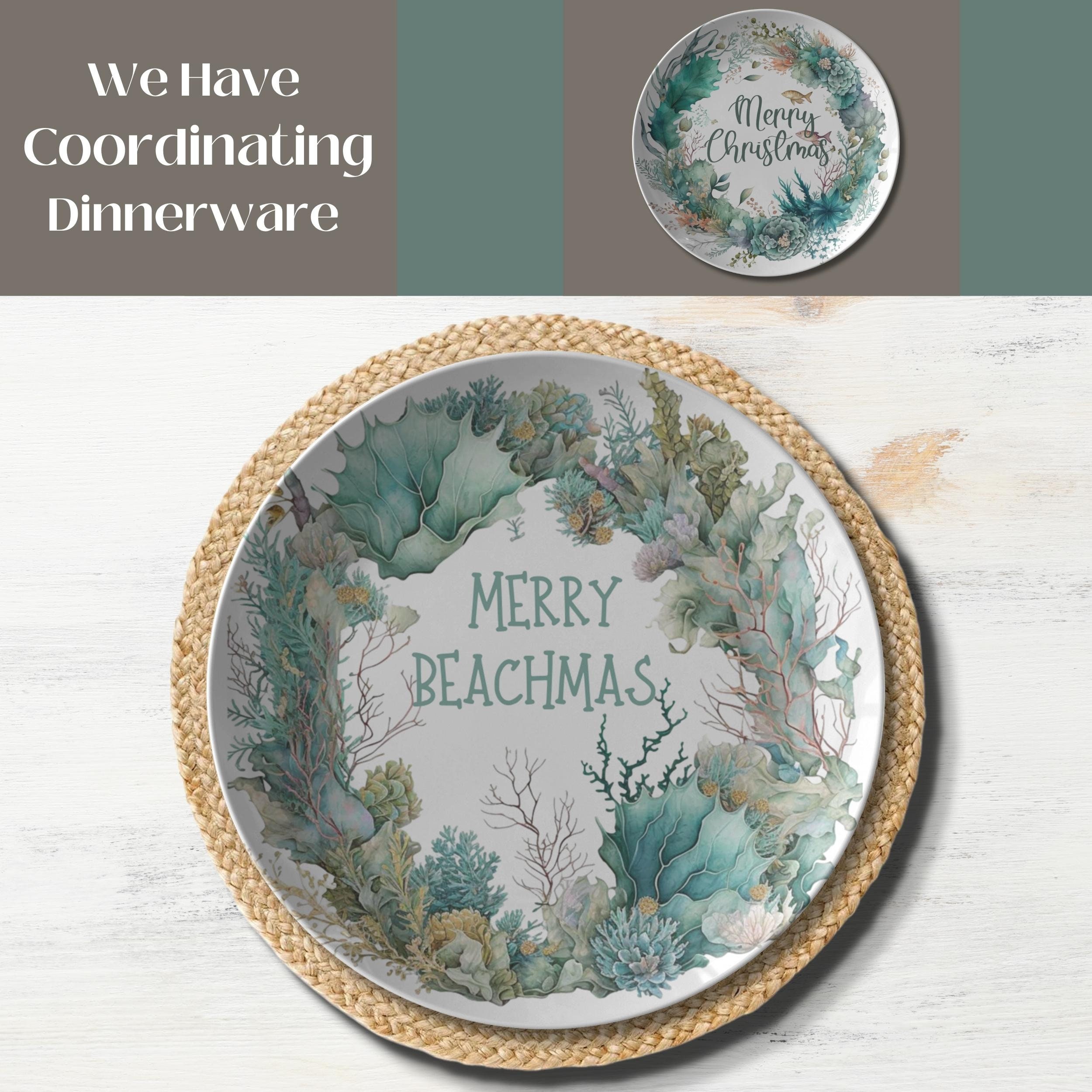 Coastal Christmas Plate, Coastal Dinnerware, Coastal Beach Christmas ...
