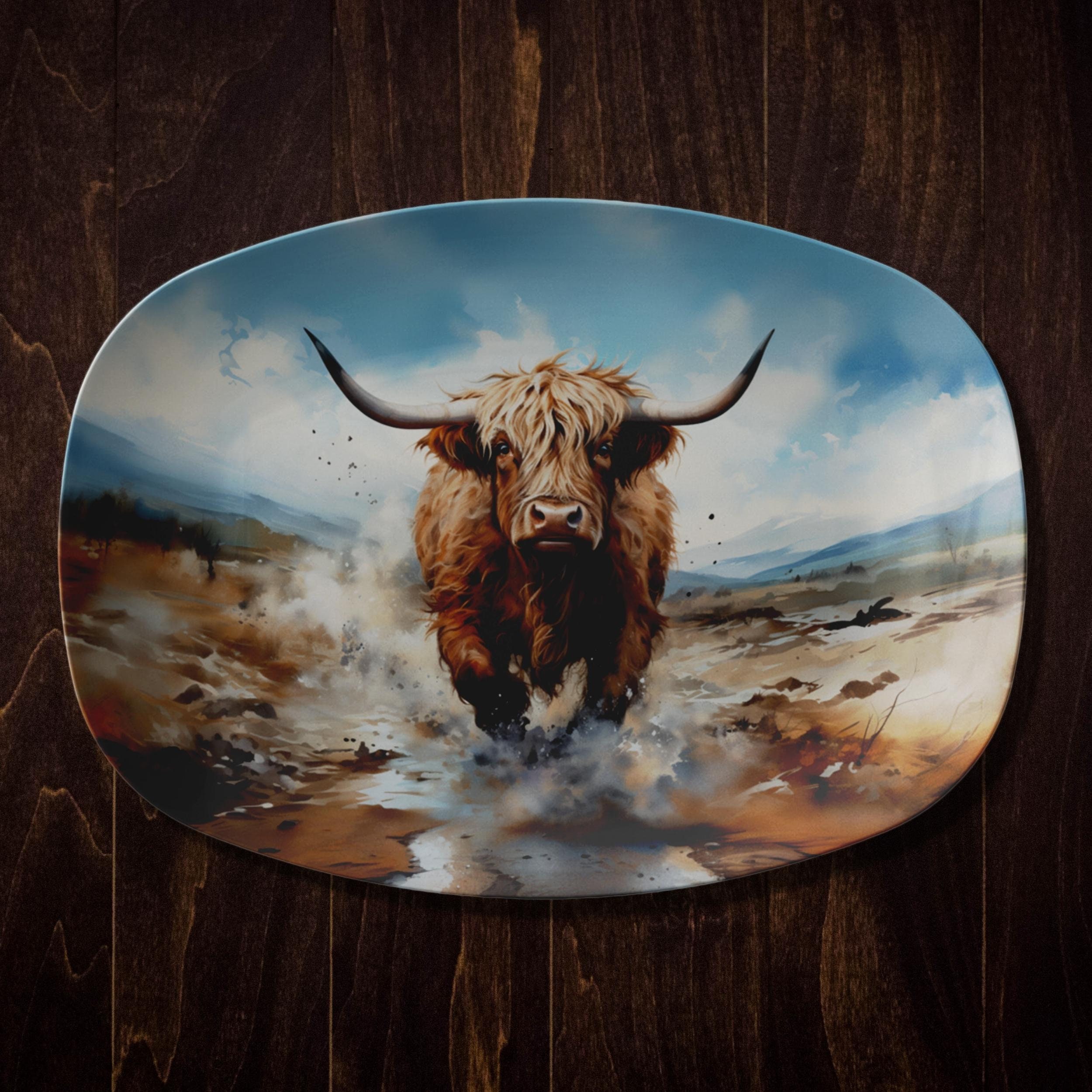 Highland Cow Dinnerware Platter Farmhouse Platter Farm Cow - Etsy