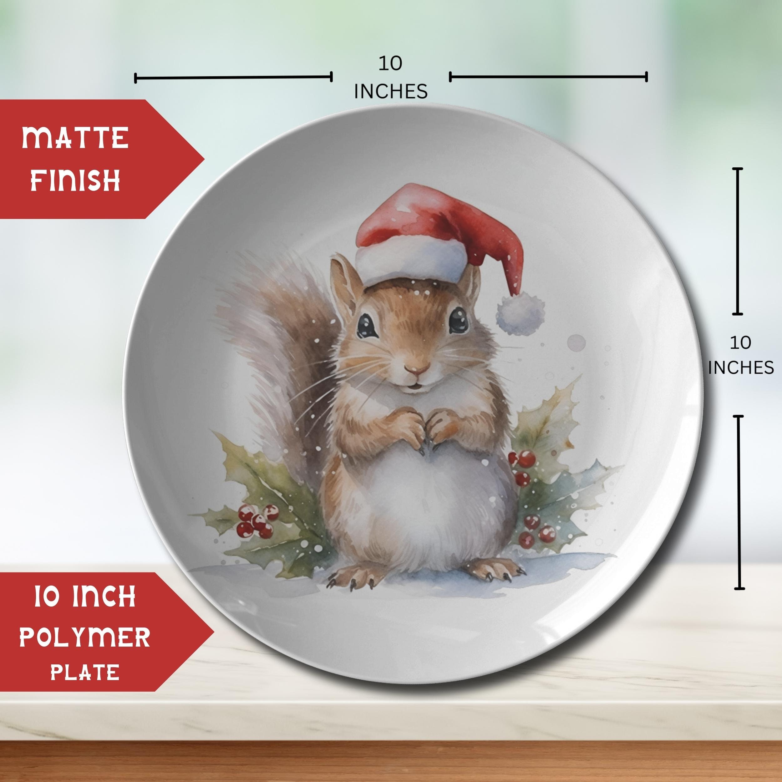 Christmas Squirrel Dinner Plate, Squirrel Dinnerware, Winter Squirrel ...