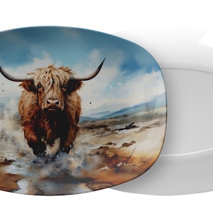 Highland Cow Dinnerware Platter - Farmhouse Platter, Farm Cow Dish ...