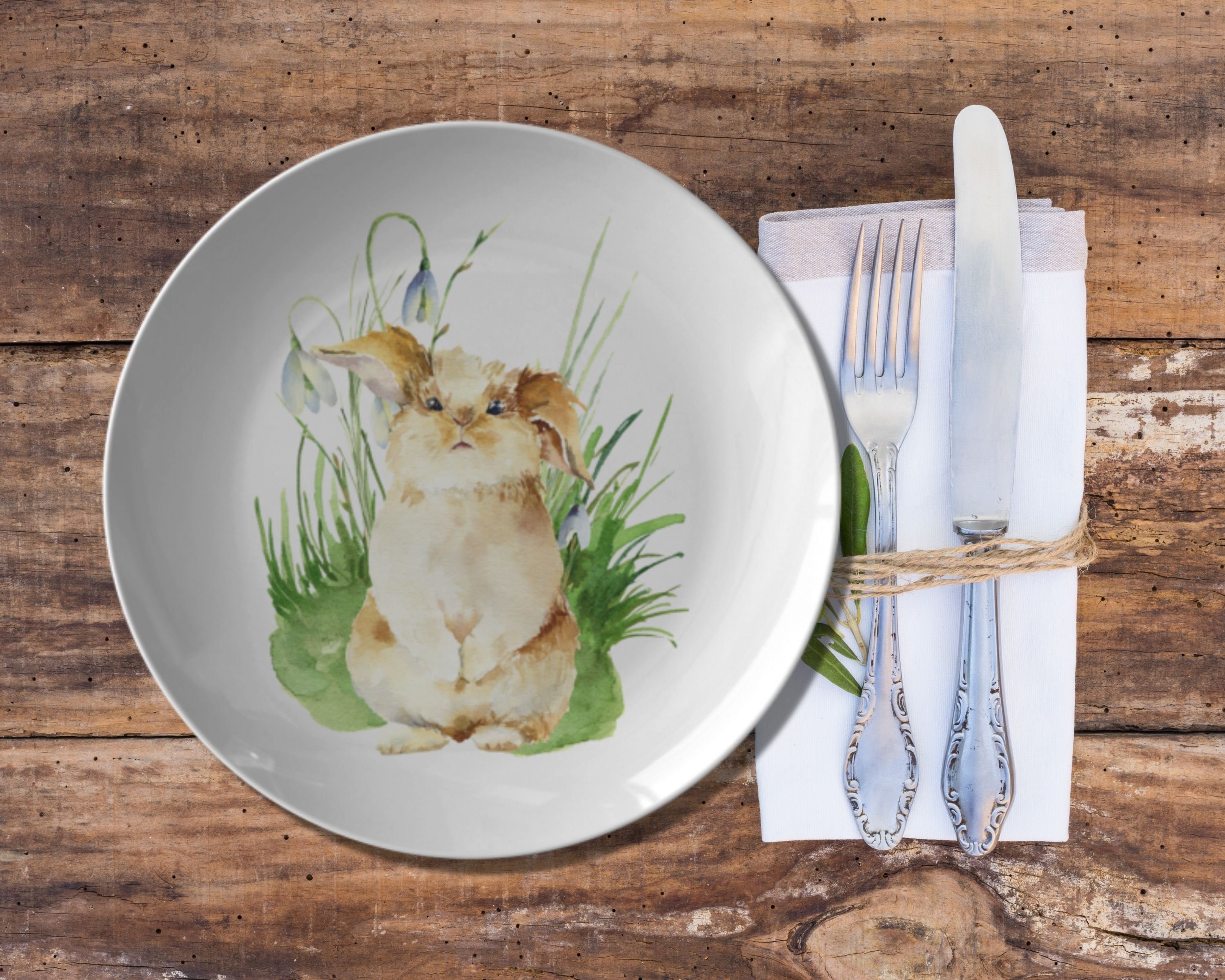 Spring Bunny Plate Easter Rabbit Plates Nature Themed Plate Set Spring ...