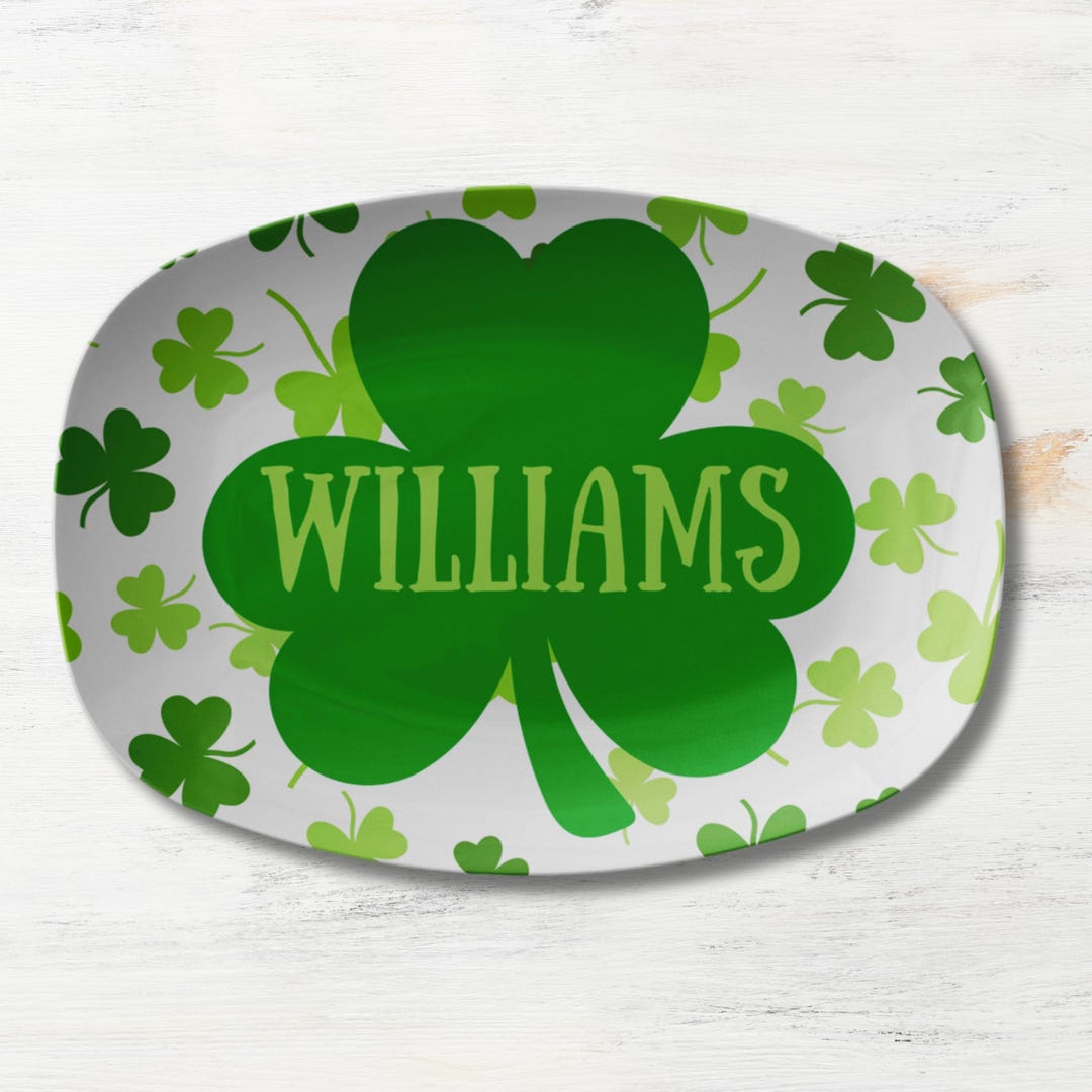 Custom St. Patricks Day Platter – Personalized Shamrock Serving Tray ...