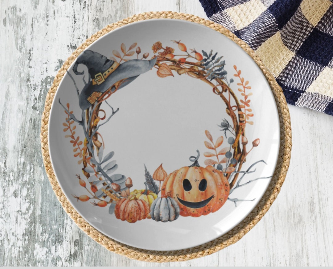 Halloween Pumpkin Decorative Plate - Festive Fall Halloween Themed ...