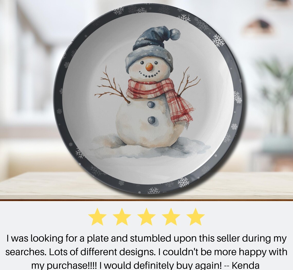 Snowman Plate – Winter Holiday Table Decor, Christmas Tableware ...