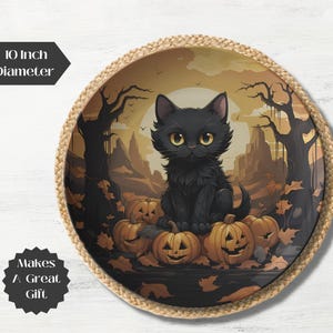 Halloween Black Cat Plate - Black Cat Dinnerware, Halloween Kitchen ...