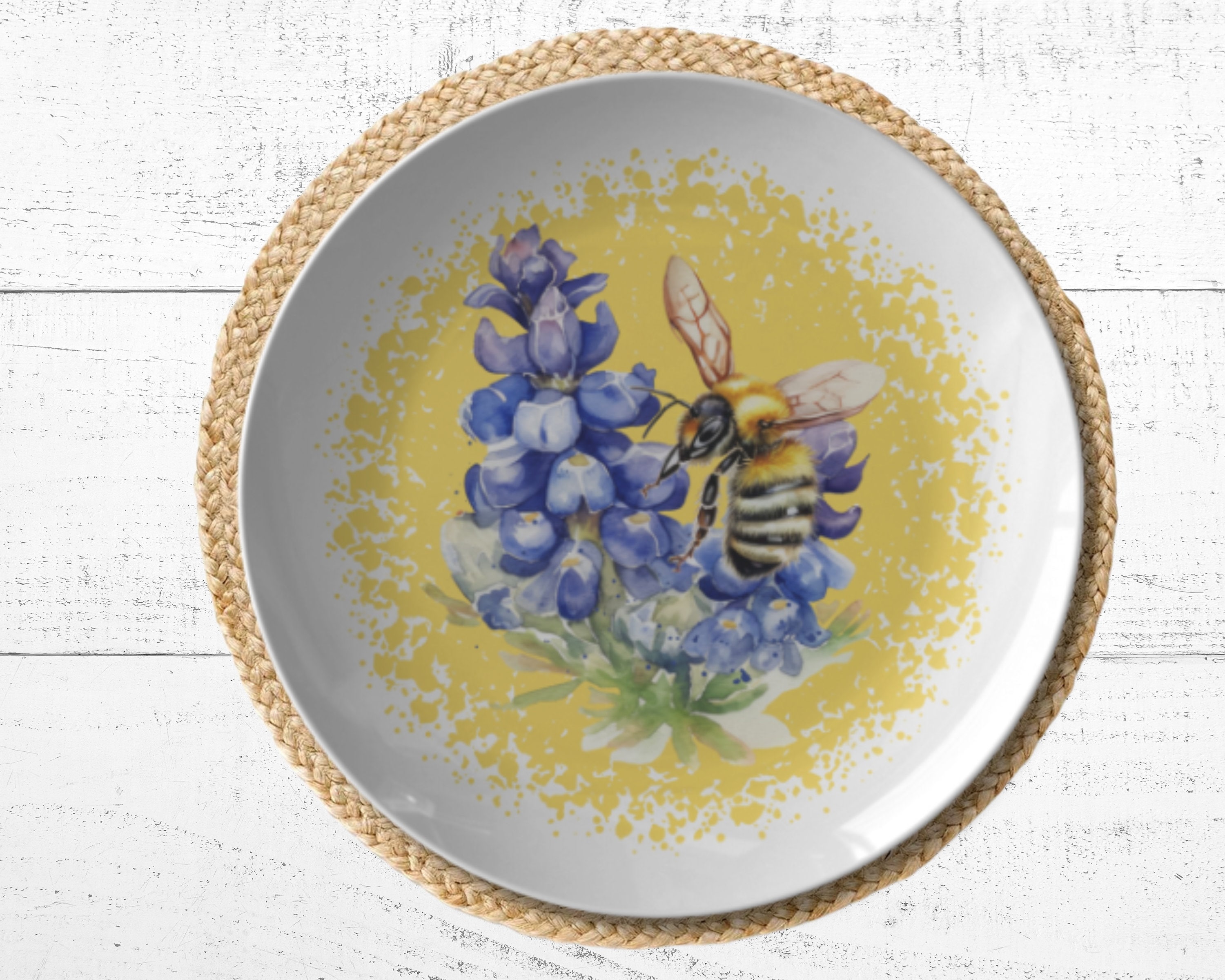 Bluebonnet Bee Plate - Bluebonnet Table Decor, Bee Dinnerware ...
