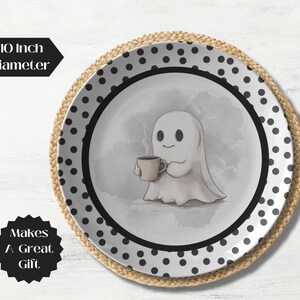 Halloween Ghost Plate - Ghost With Coffee Dinnerware, Cute Halloween ...