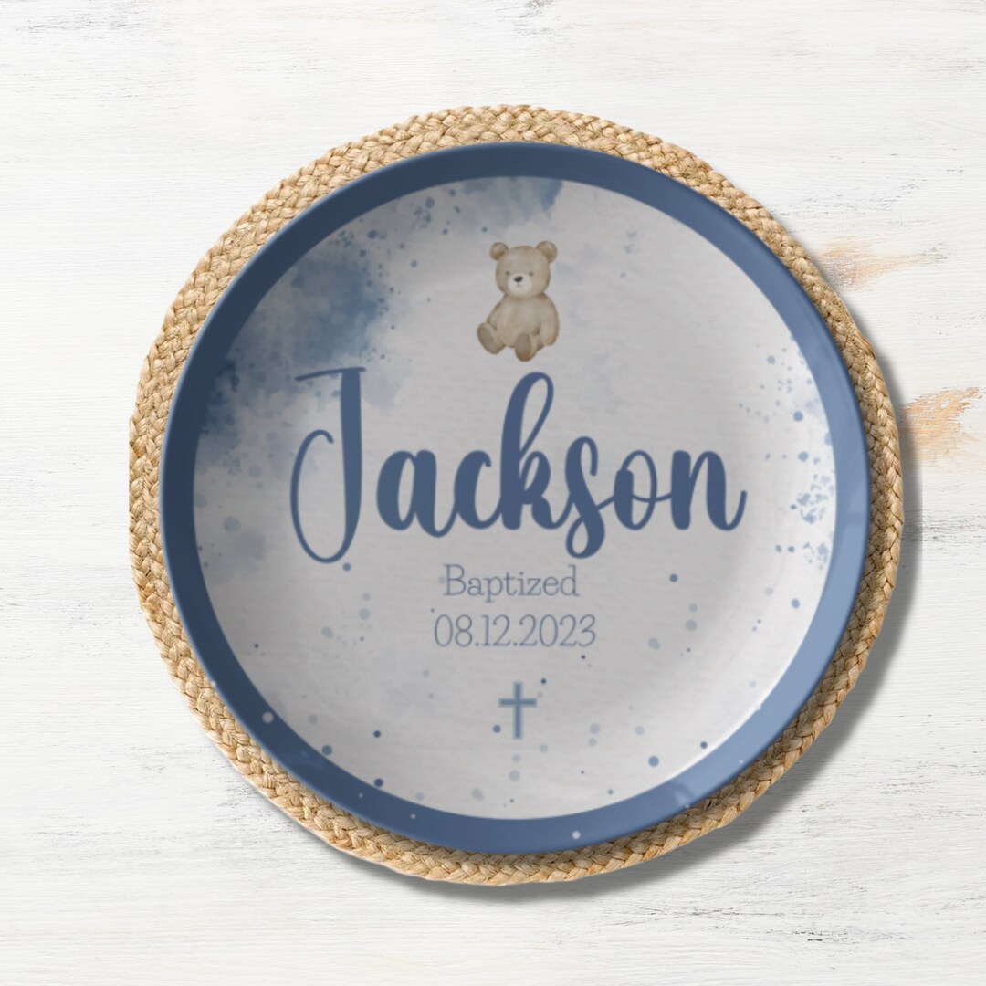 Baptism Plate for Boy - Personalized Baptism Keepsake, Christening or ...