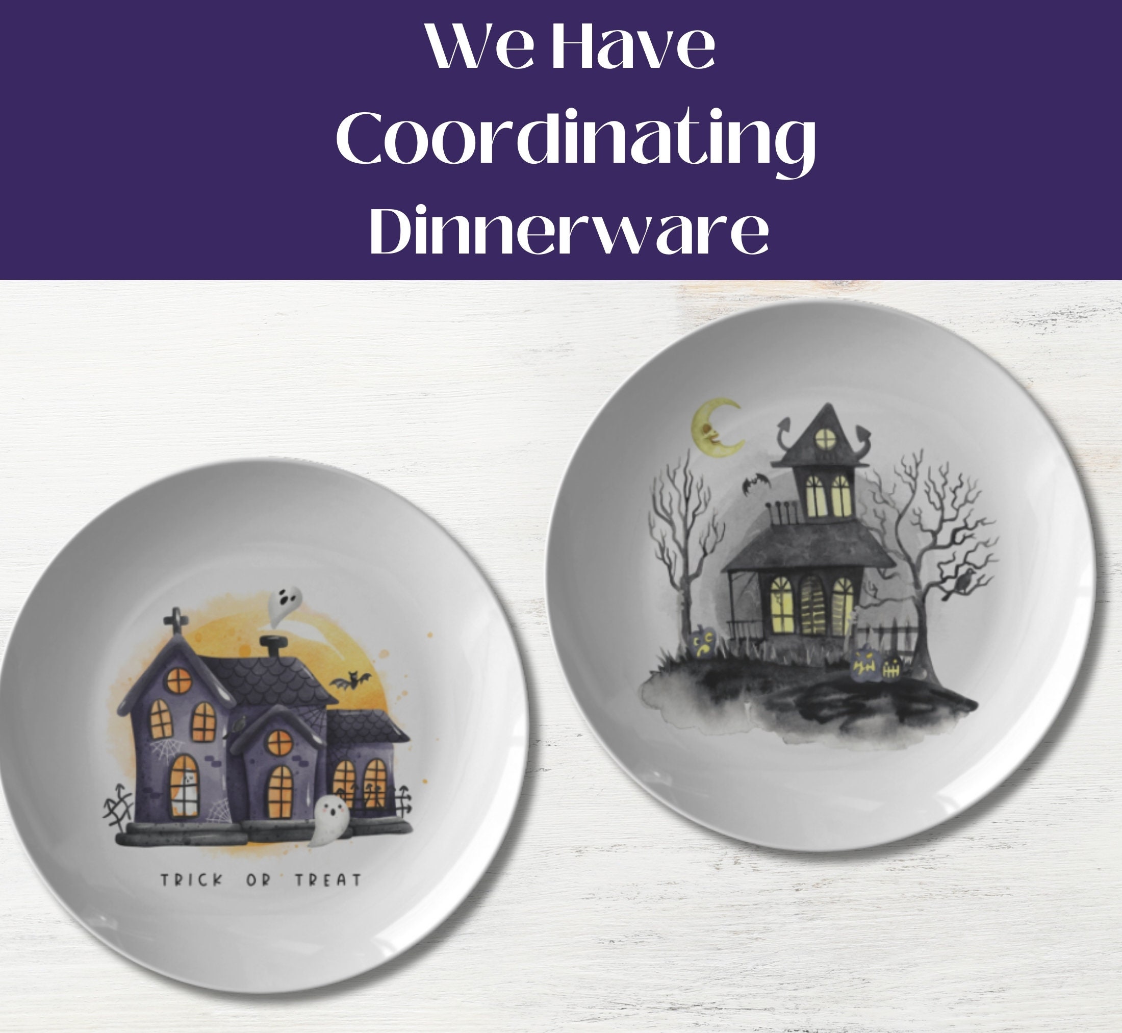 Halloween Serving Tray - Haunted House Village Platter, Halloween ...