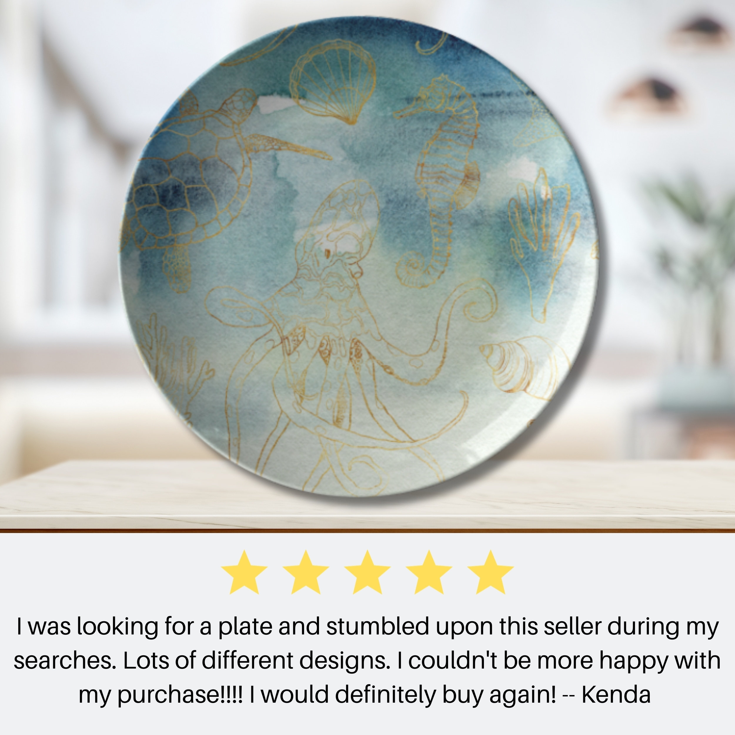 Costal Dinnerware - Sea Animal Dinner Plate, Ocean Themed Dinner Plates ...